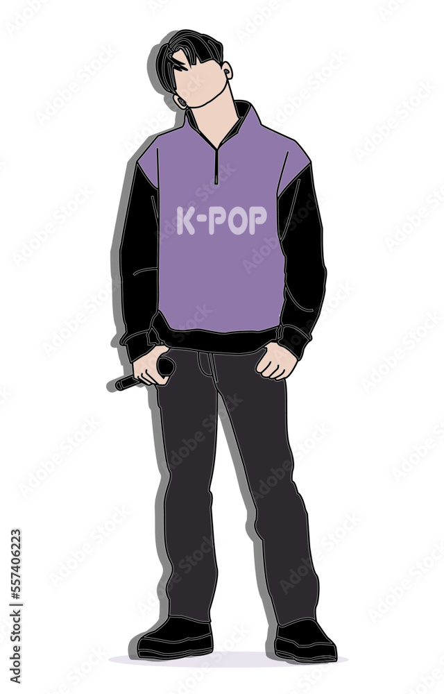 เวกเตอร์ Stock Kpop or Korean idols on stage are posing using hands ...