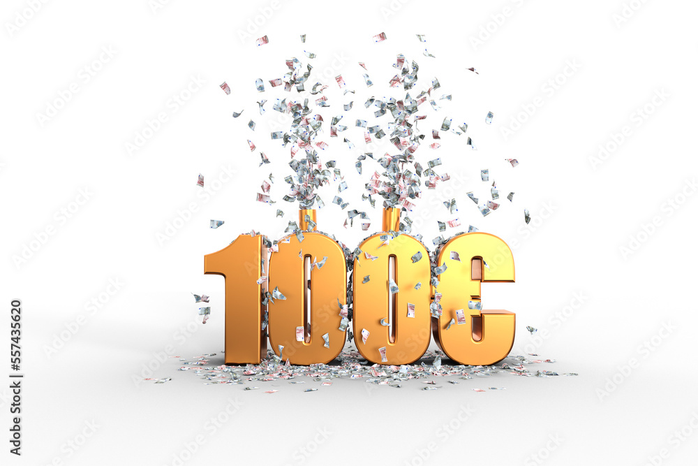 Illustration Stock 100 euros avec des billets de banque comme confettis ...