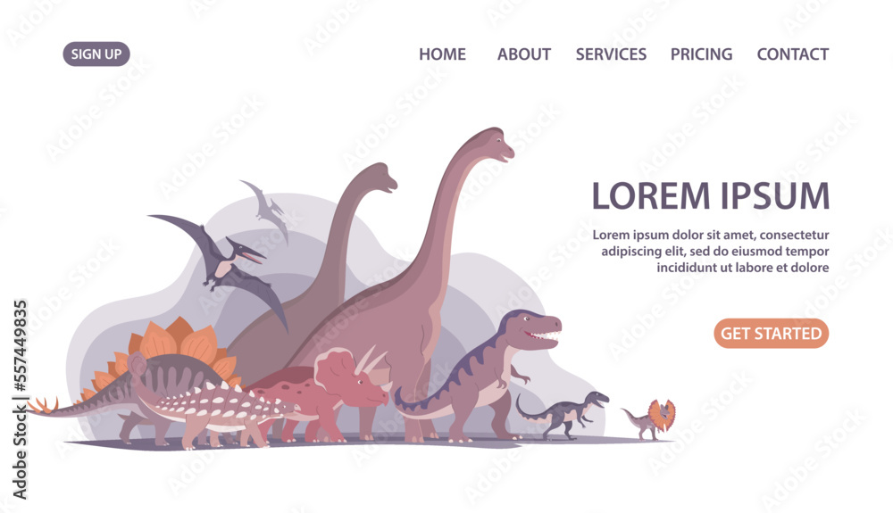 Stock-Vektorgrafik „Group of dinosaurs. T rex, brachiosaurus ...