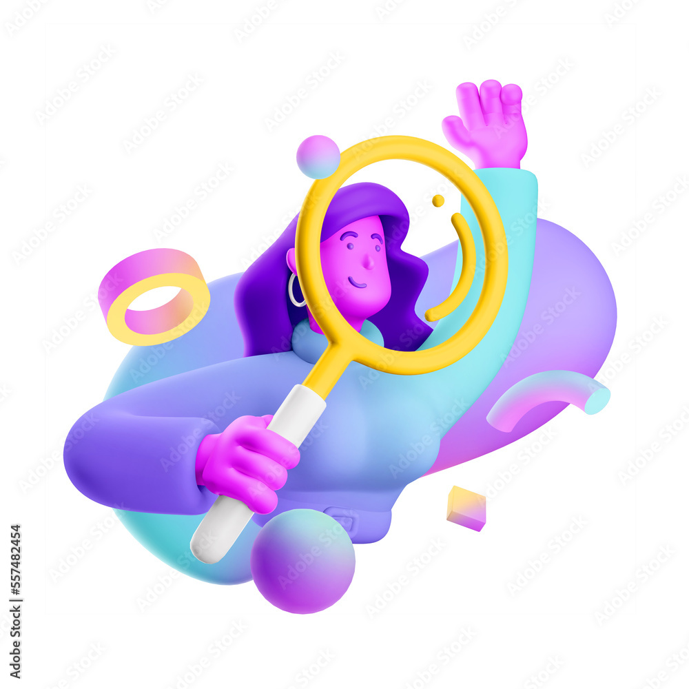 Ilustración de Stock 3d illustration. Cartoon girl 3d character with ...