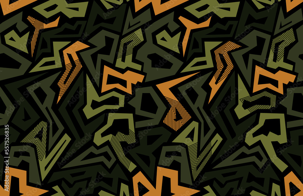 Geometric Camouflage modern abstract seamless pattern, Military ...