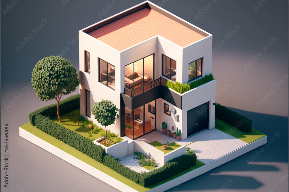 Illustrated 3D icon representation of a isometric modern house – Create ...