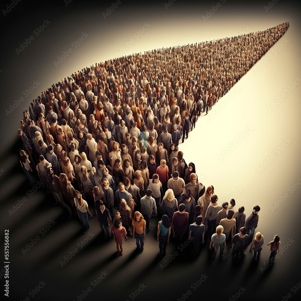 Large group of people symbolizing direction and infinity. Business life ...