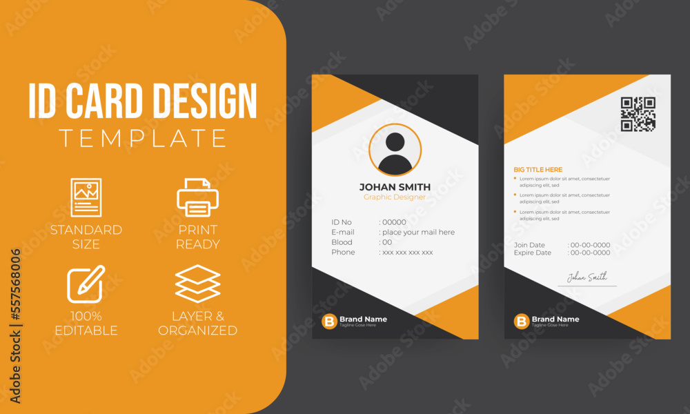 Corporate Company office Id card design template. Identity badge with ...