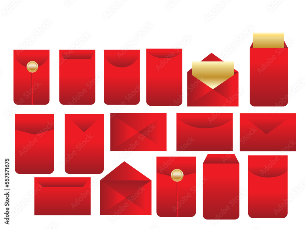 Chinese lunar new year.Chinese reward.Greeting card.Red paper pack.Gold ...