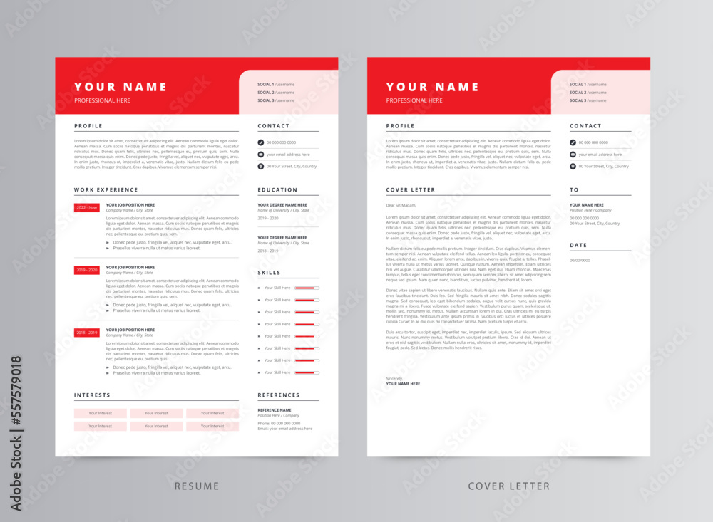 Resume Template, Professional Modern Resume Template, CV Template Stock ...