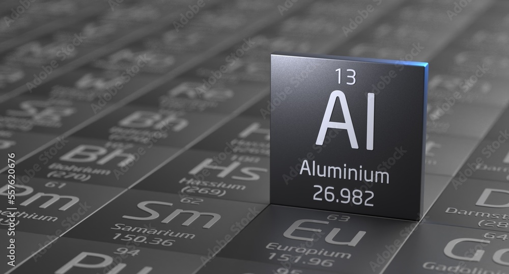 Aluminum element periodic table, metal mining 3d illustration Stock ...