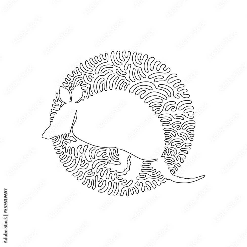 Single one line drawing of cute armored mammals abstract art ...