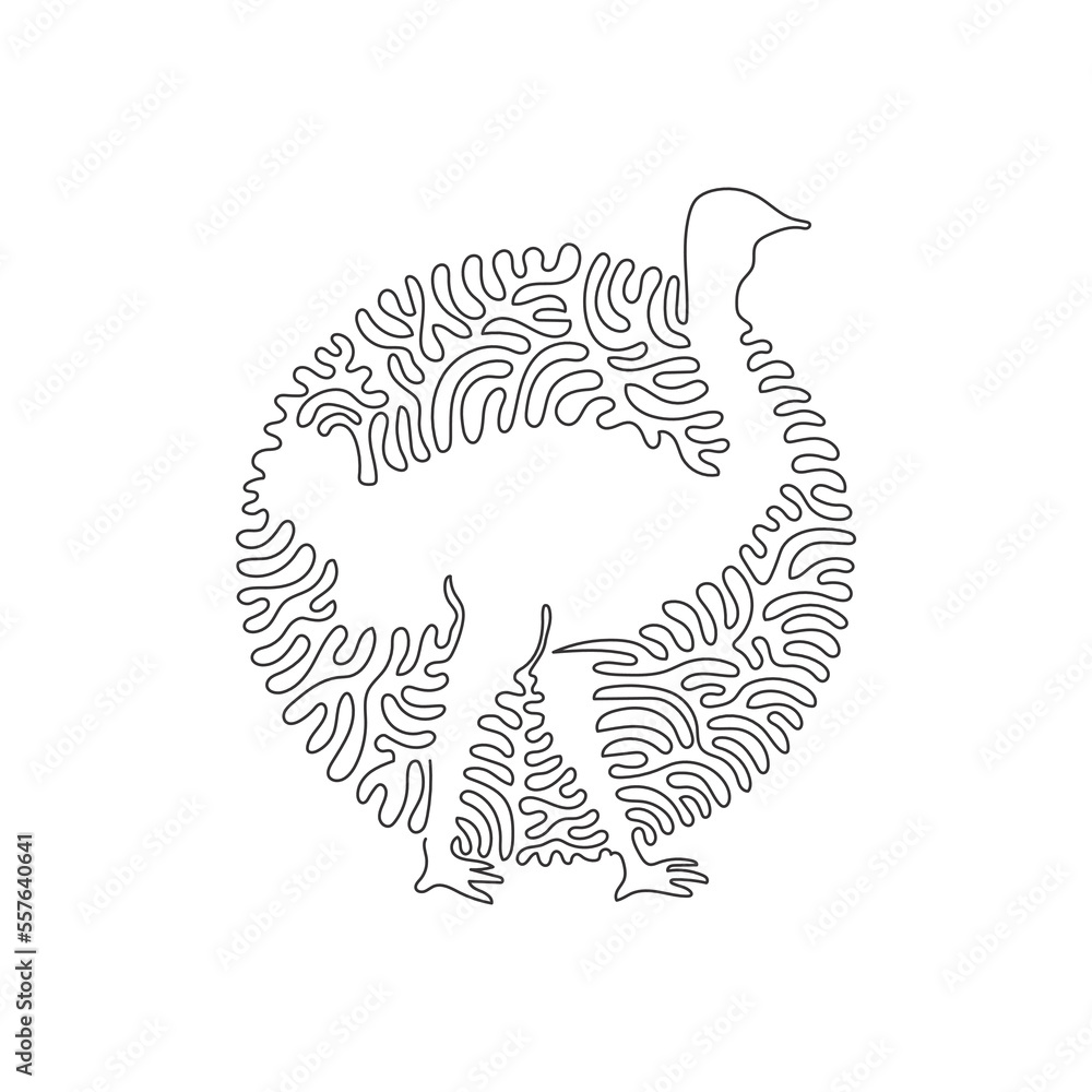 Vector de Stock Continuous one curve line drawing of ostrich which long skinny legs abstract art ...