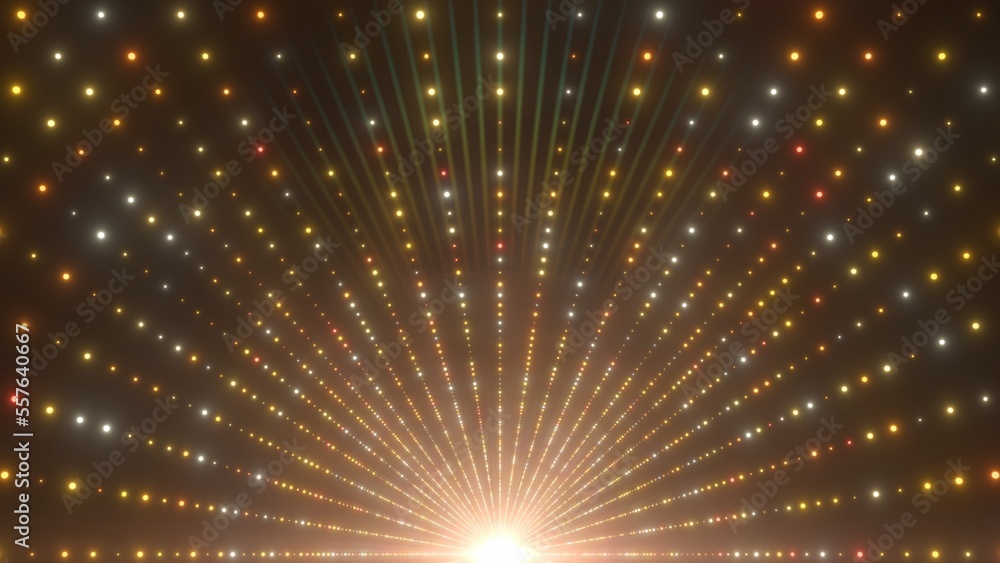 Gorgeous Golden Tunnel Hall of Bright Neon Flashing Strobe Light Dots ...