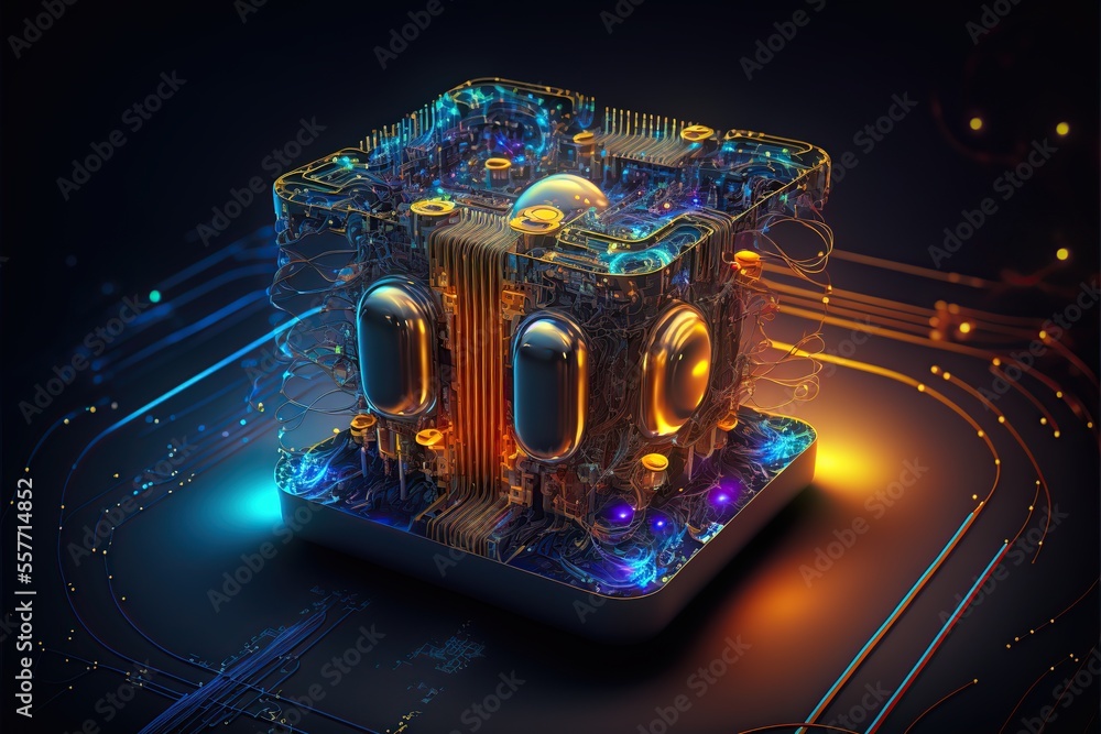 Abstract quantum computing circuit with futuristic design. Created with ...