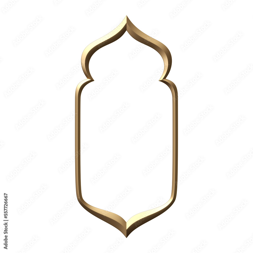 Arabic golden arch. 3d illustration of islam architecture shape for ...