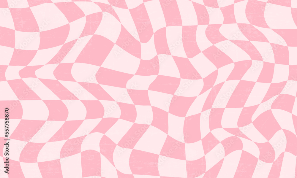 checkerboard background in pink colors, retro groovy wavy psychedelic ...