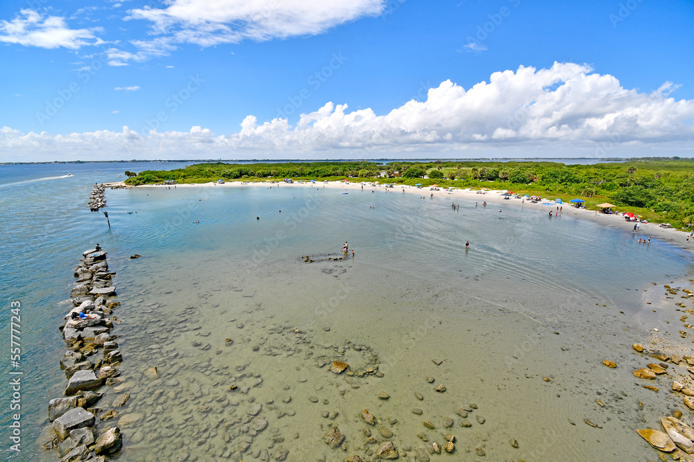 Shallow bay at Sebastian Inlet State Park in Brevard County on Florida ...