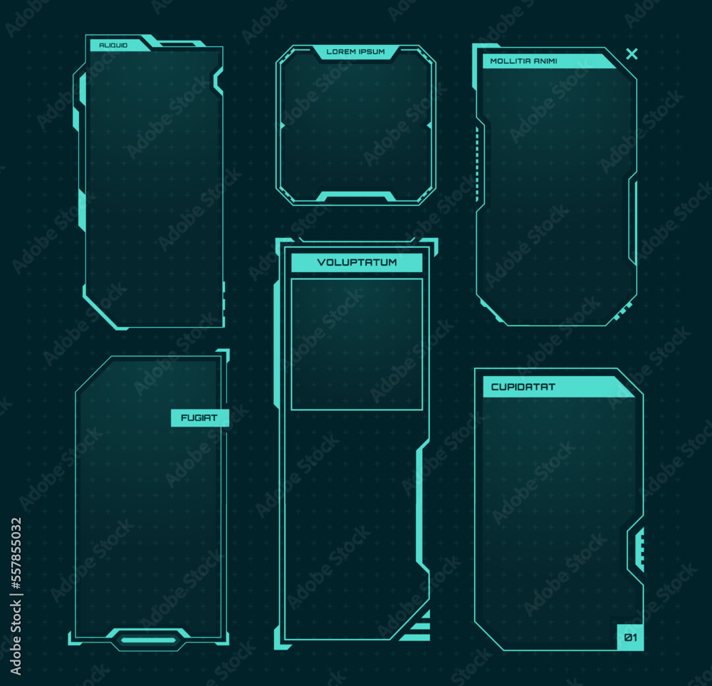 Vetor Green vertical HUD frames, futuristic green interface. Vector ...