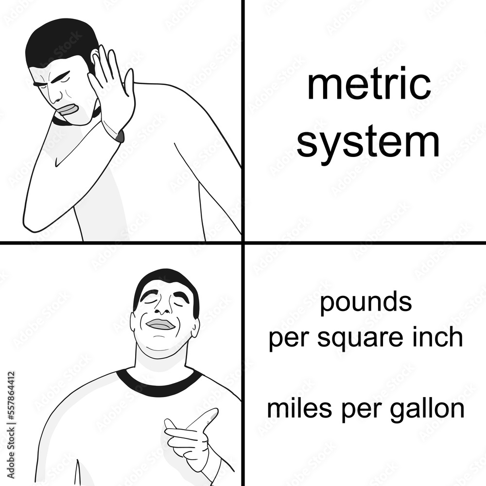 Americans and metric system funny meme Stock Vector | Adobe Stock