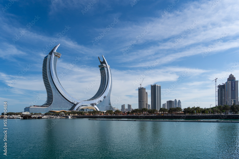Lusail, Qatar - November 29, 2022: Katara Twin Tower Hotel, Lusail ...