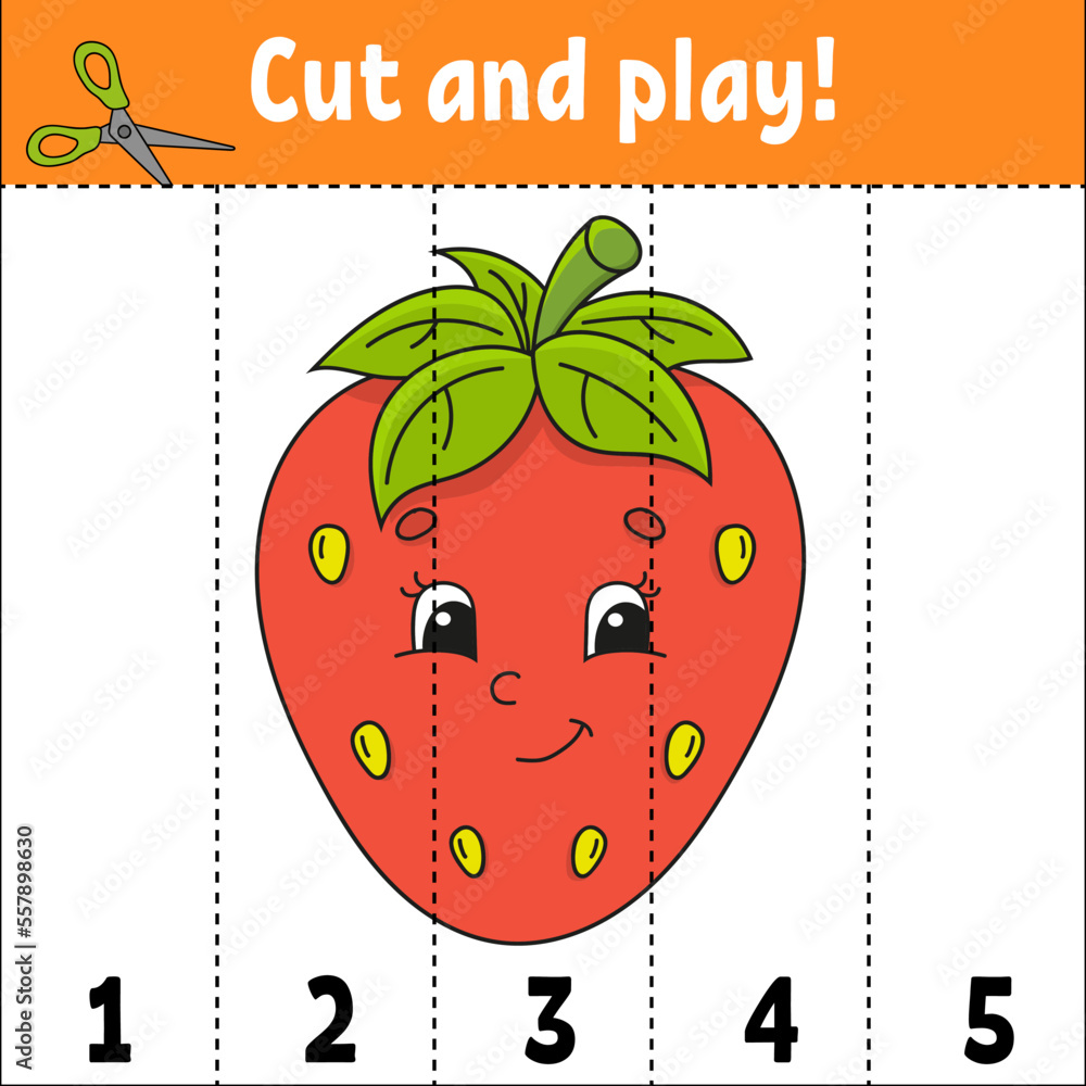 Learning numbers 1-5. Cut and play. Education worksheet. Game for kids ...