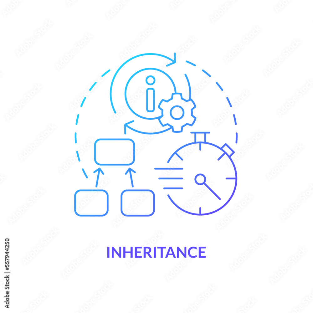 Vector de Stock Inheritance blue gradient concept icon. Object-oriented programming principle ...