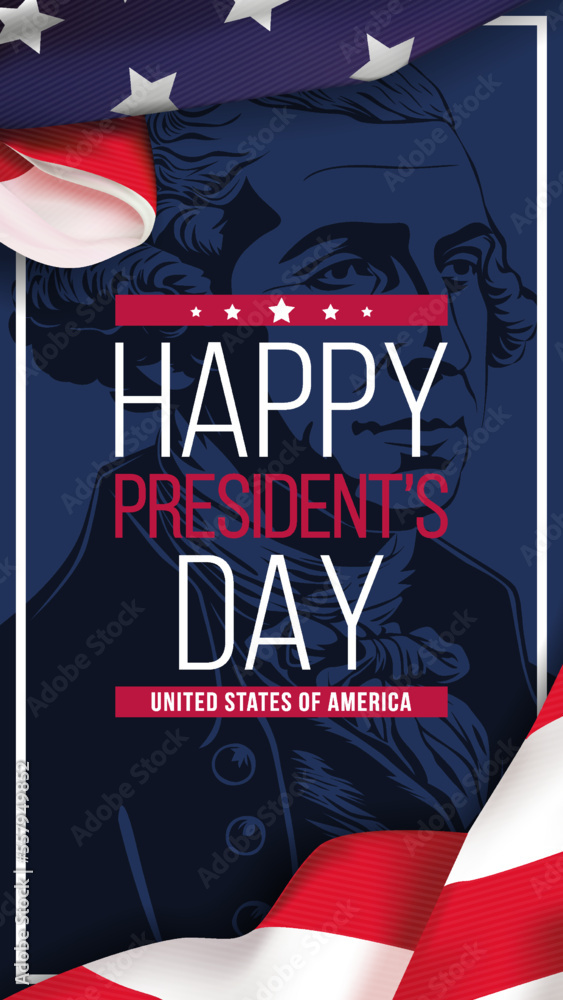 Presidents day background. Banner on top of American flag. Vertical ...