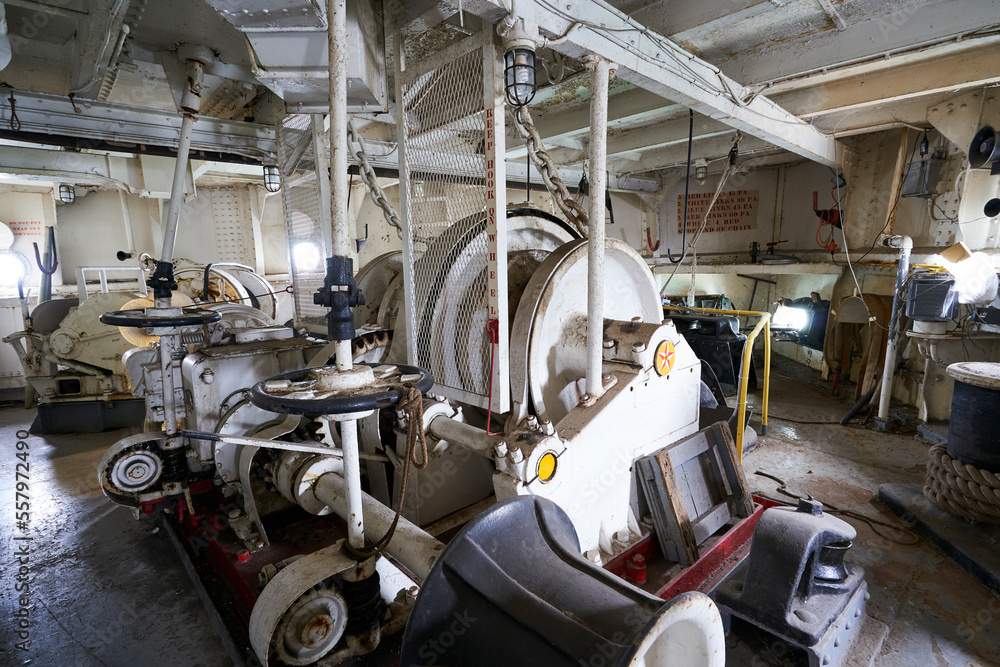 The anchor windlass aboard the william g mathers steamship in cleveland ...