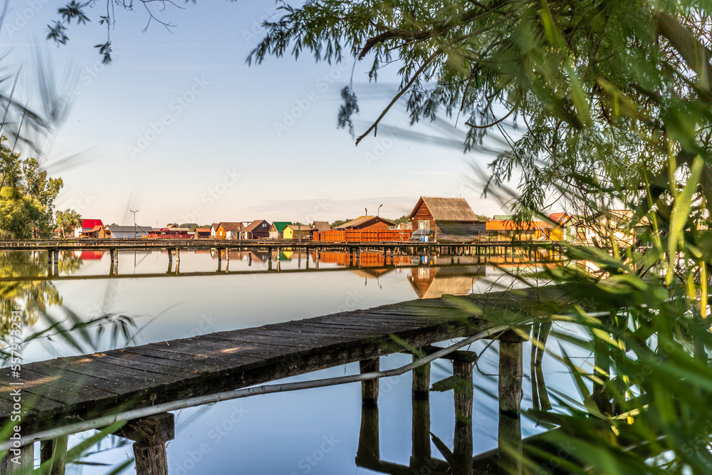 Houses on Stilts, Flooded village on lake, Bokodi vallage on water ...