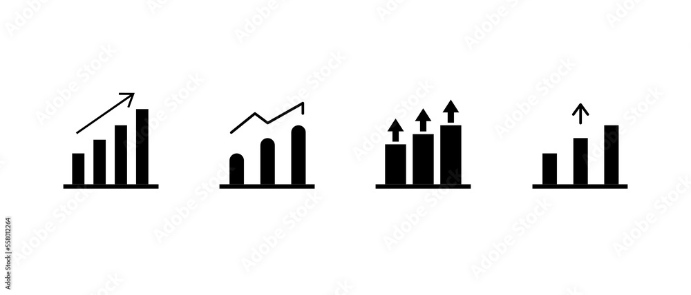 Growing graph set. Business chart with arrow. Progress symbol for web ...