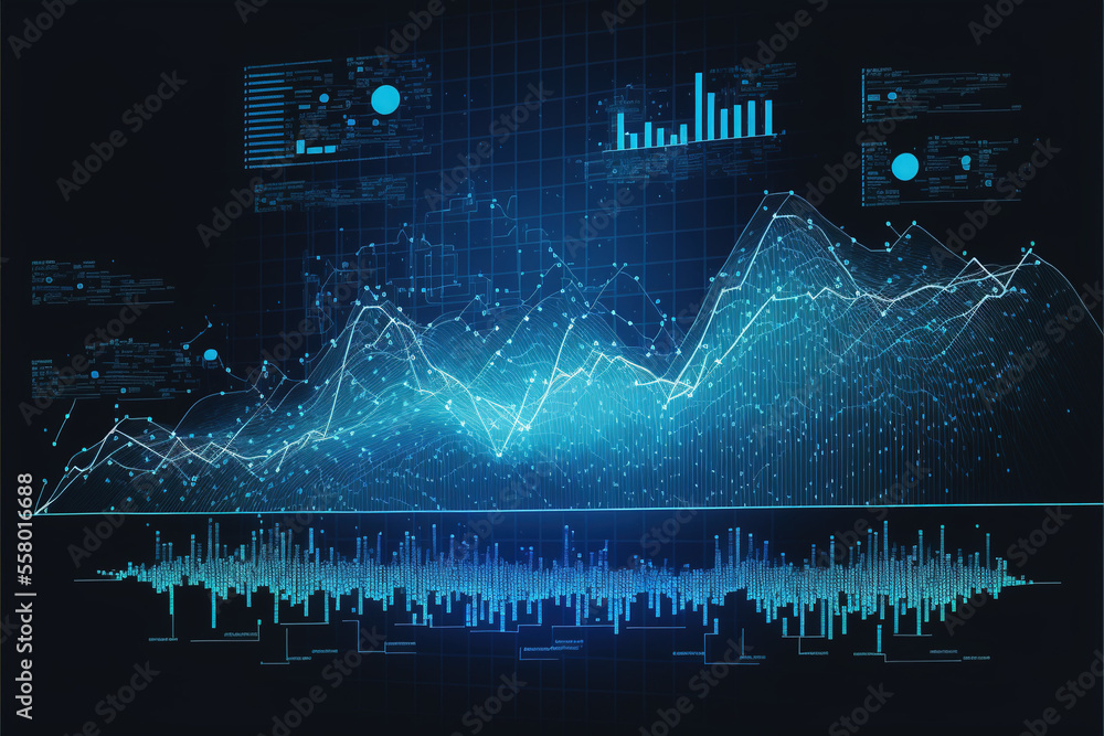 Business data analysis and analytics of customers insights with charts abstract blue background ...