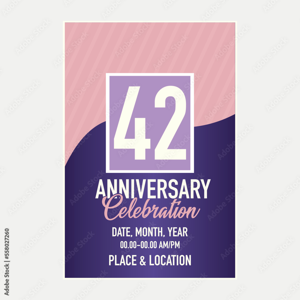 Vector 42nd years anniversary vector invitation card. template of ...
