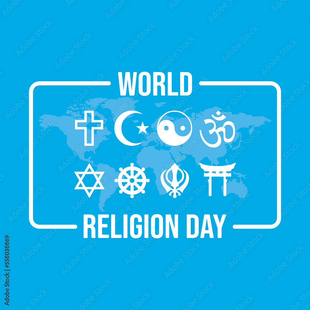 World Religion Day Poster with religious symbols illustration ...