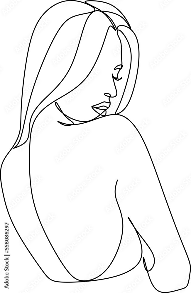 Female body line drawing. Female figure creative modern abstract line ...