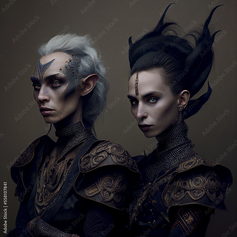 Dark Elves Roleplaying DND Character Slim Elegant Royal Warriors RPG ...