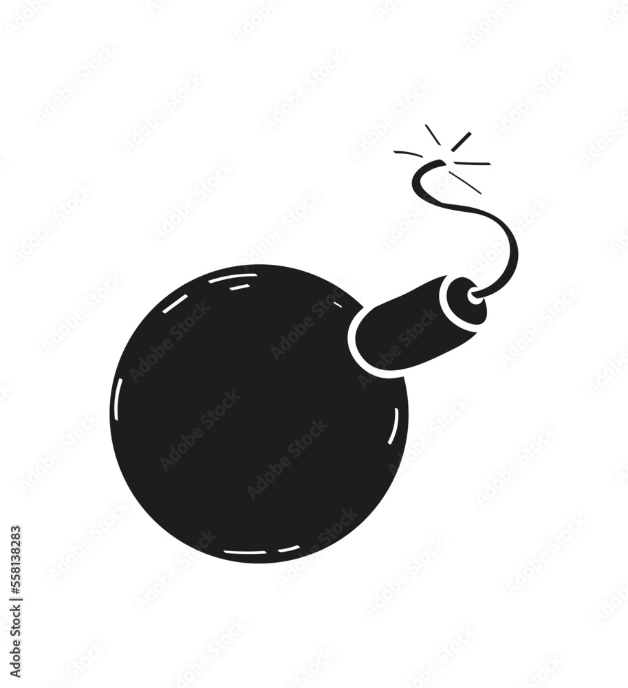 Dynamite icon vector in doodle style Bomb sign. Metaphor of negative ...