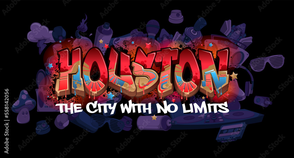Houston - Graffiti Styled Vector Graphics Design Stock Vector | Adobe Stock