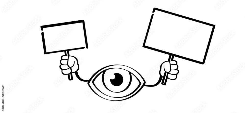 Vector de Stock Cartoon drawing stickman, stick figures man and eye and ...