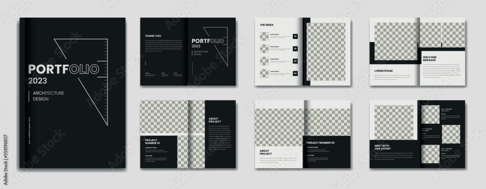 Architecture black and white portfolio design template, architecture ...