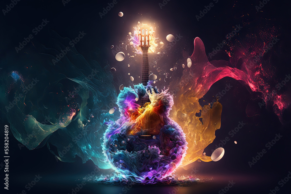 Generative AI. Abstract picture music instrument. Modern cosmos ...