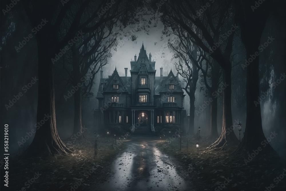 Haunted Victorian Mansion with a Small Stone Path. Edwardian mansion ...