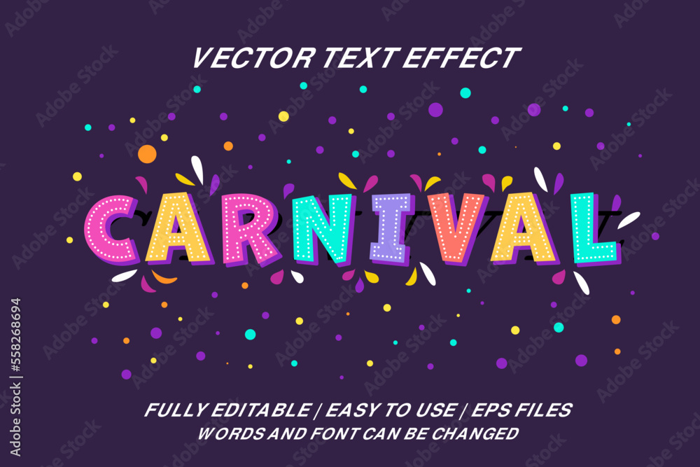 carnival vector text effect fully editable Stock Vector | Adobe Stock