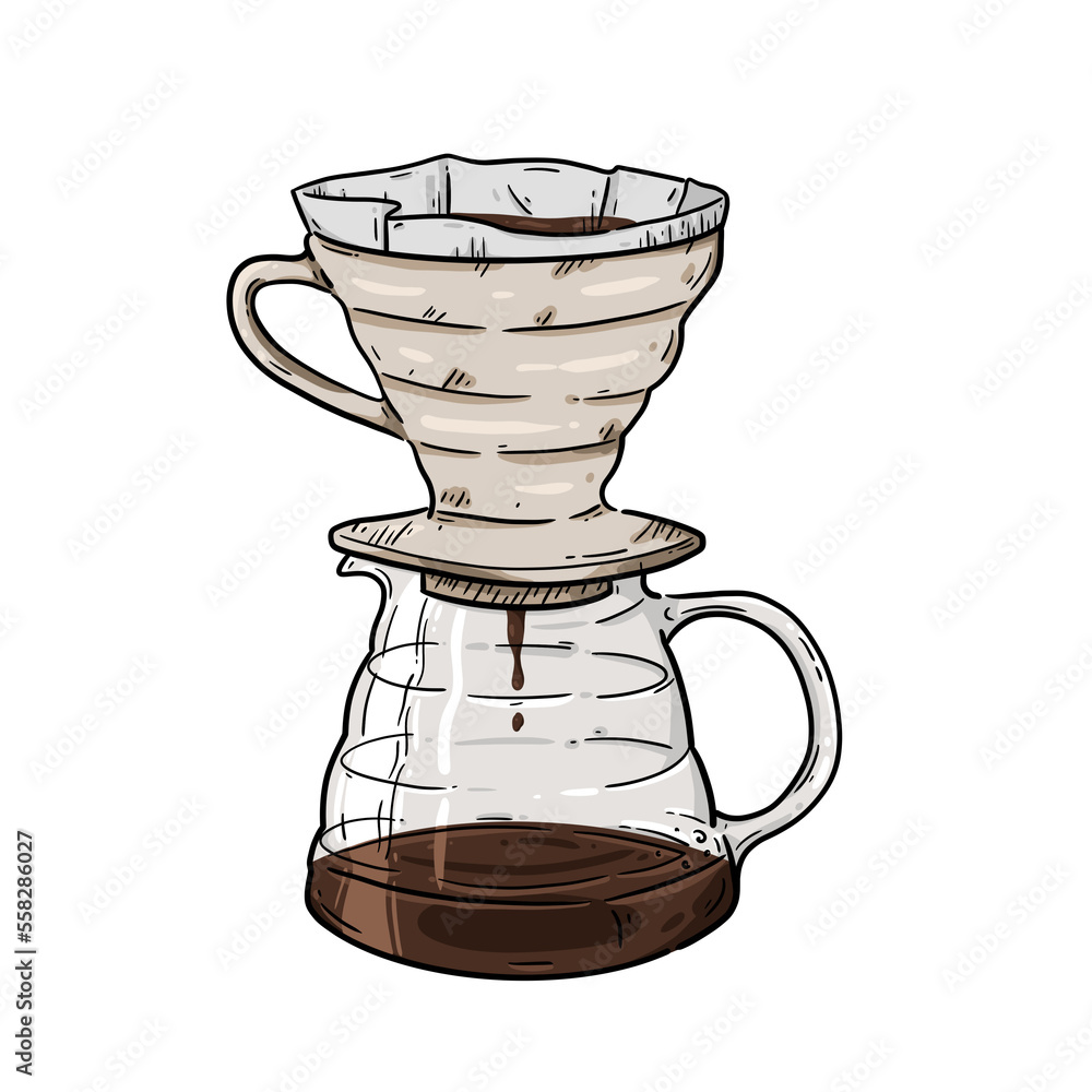 Pour Over Coffee Maker PNG Clipart Illustration Stock Illustration ...