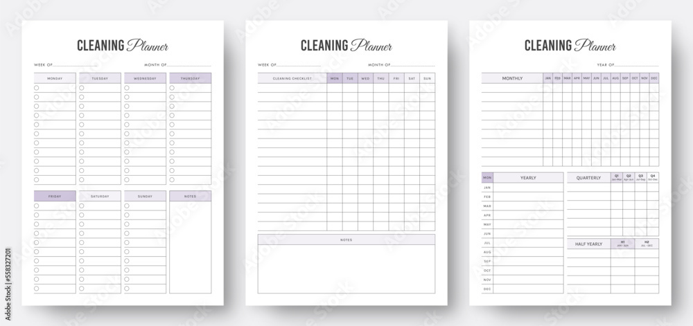 Cleaning Planner Template Design. Daily Weekly Monthly Yearly Cleaning ...