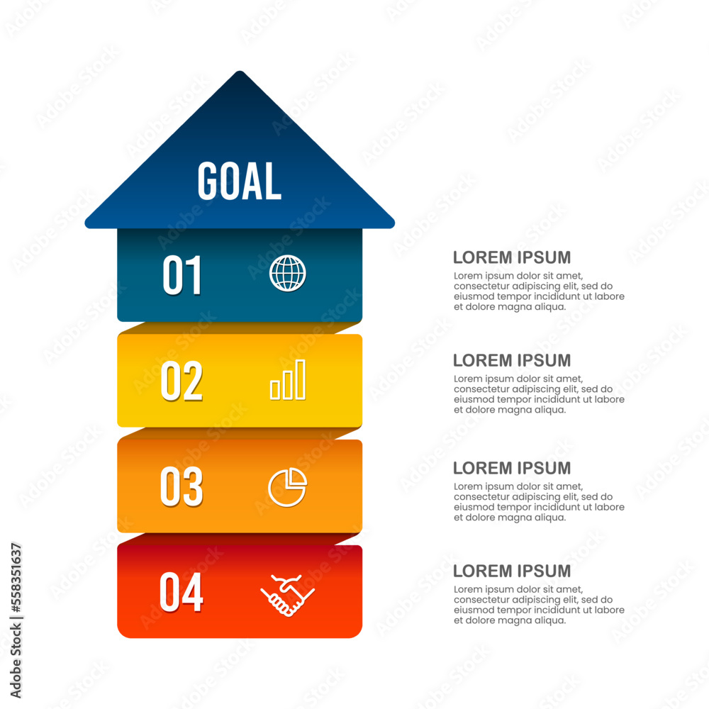 Infographic arrow 4 steps to success. Stock Vector | Adobe Stock