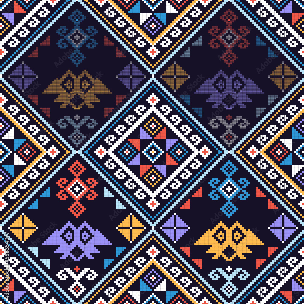 Filipino folk art - Yakan cloth inspired vector seamless pattern ...