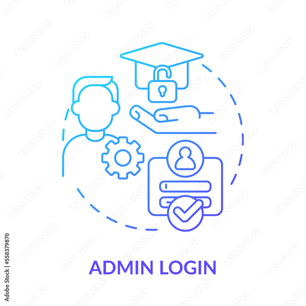 Admin login blue gradient concept icon. Administrator account. Learning ...