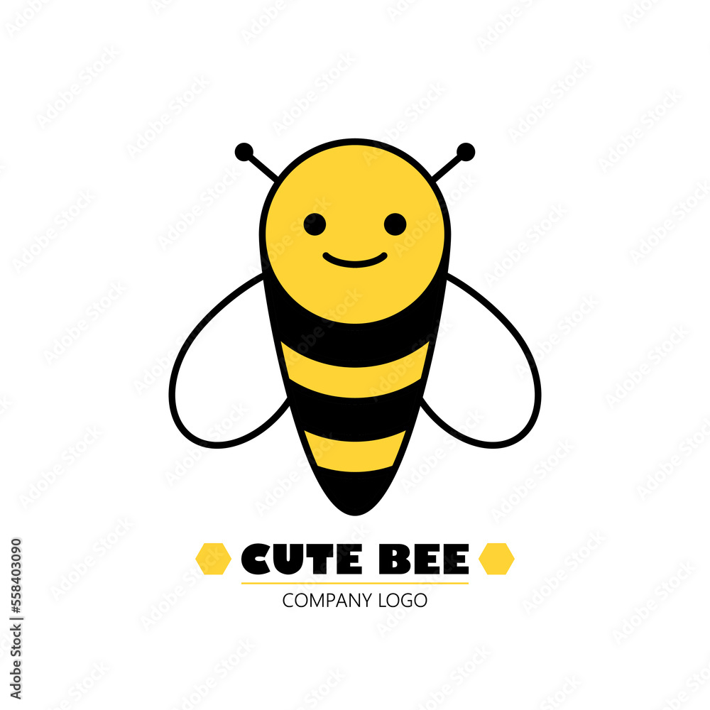 Bee flat color logo isolated on white background. Design for company of ...
