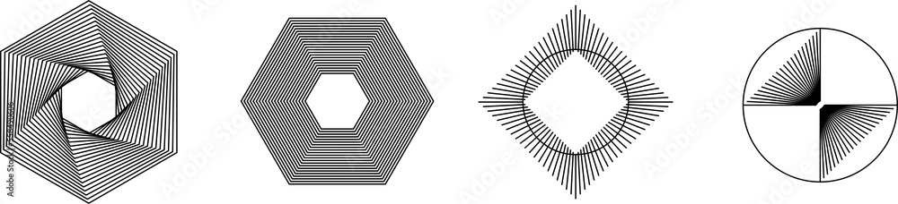 Set of impossible shapes on transparent background. Optical Illusion ...