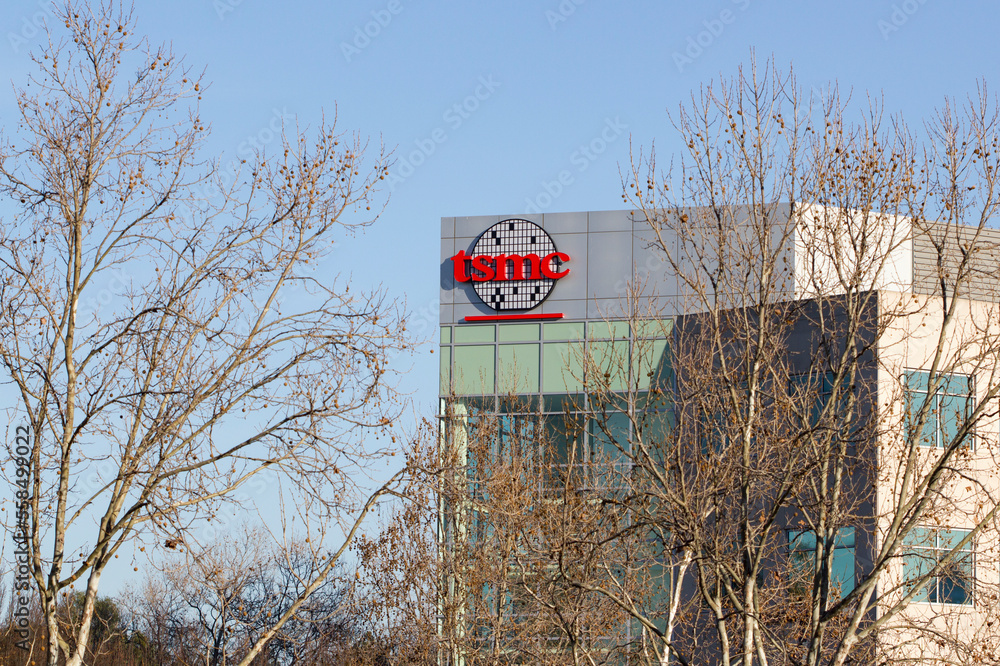 San Jose, CA, USA - Feb 12, 2020: The tsmc logo seen at TSMC North ...