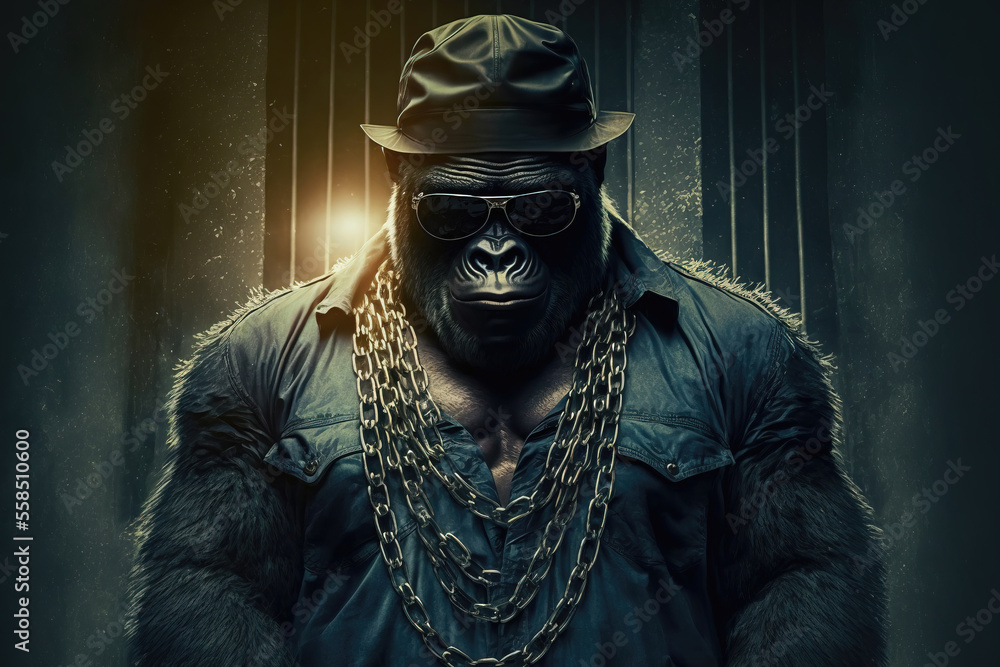 Cool monkey gorilla Gangsta rapper in sunglasses.sketch art for artist ...