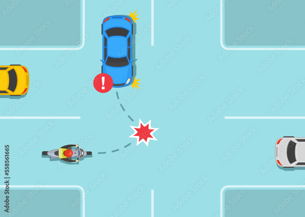 Safe car driving and bike riding tips and rules. Left turn accident ...