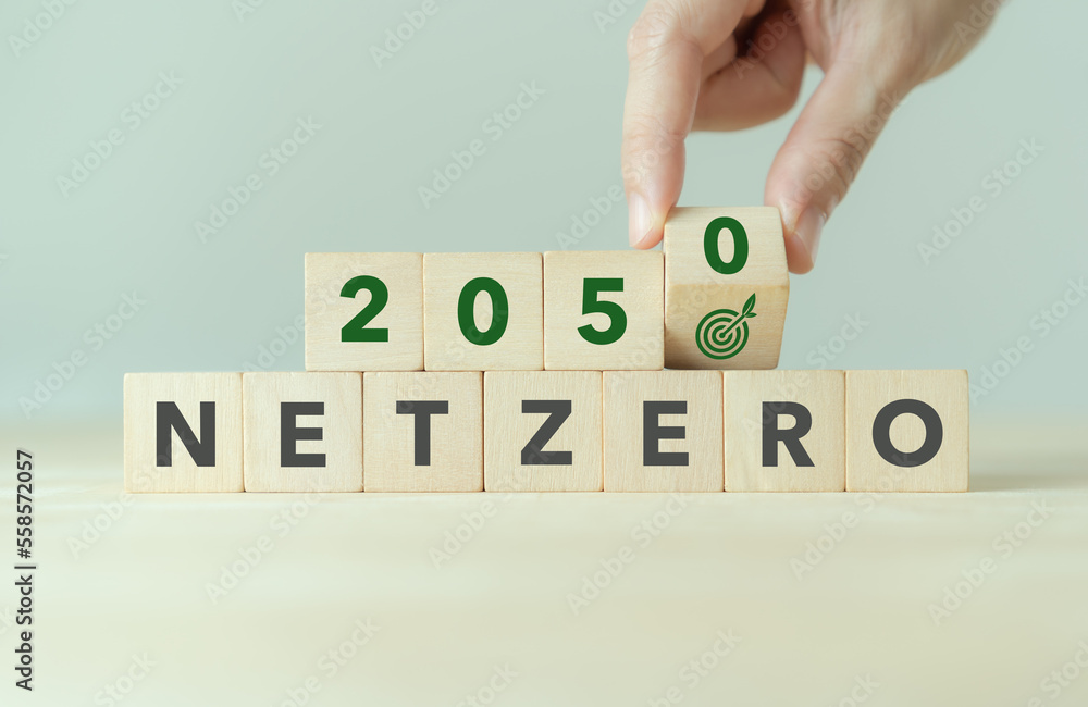 Net zero by 2050. Green business and sustainability. Net zero ...
